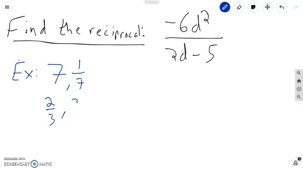 SOLVED:Find the reciprocal of each expression. (-6 d^2)/(2 d-5)