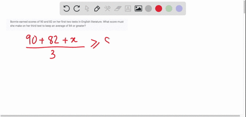 SOLVED:Ginny's median score on three tests was 90 . Her mean score was ...