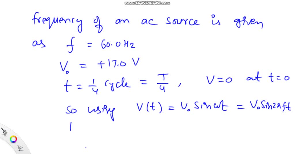 SOLVED:The maximum potential difference across the terminals of a 60 Hz ...
