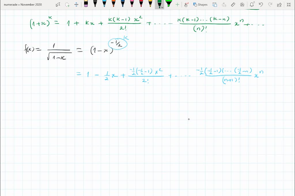 SOLVED:Using a Binomial Series In Exercises 17-26, use the binomial series to find the Maclaurin ...