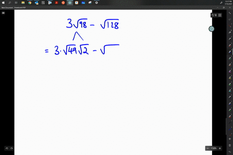SOLVED:In the following exercises, simplify. 3 √(98)-√(128)