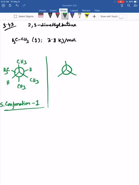 SOLVED:Consider 2 -methylbutane (isopentane). Sighting along the C2-C3 bond: (a) Draw a Newman ...