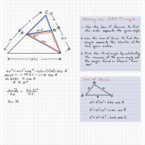 SOLVED:Use the figure to solve triangle A B C . Round lengths of sides to the nearest tenth and ...