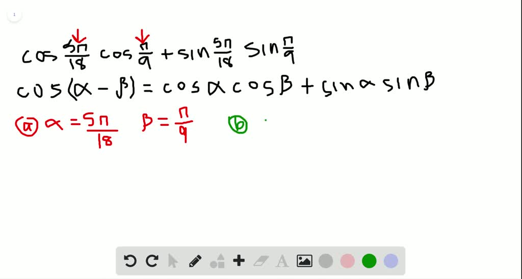 SOLVED:Use the formula for the cosine of the difference of two angles ...