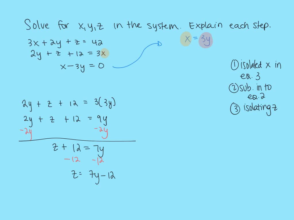 SOLVED Solve For X Y And Z In The System Of Equations Explain Each