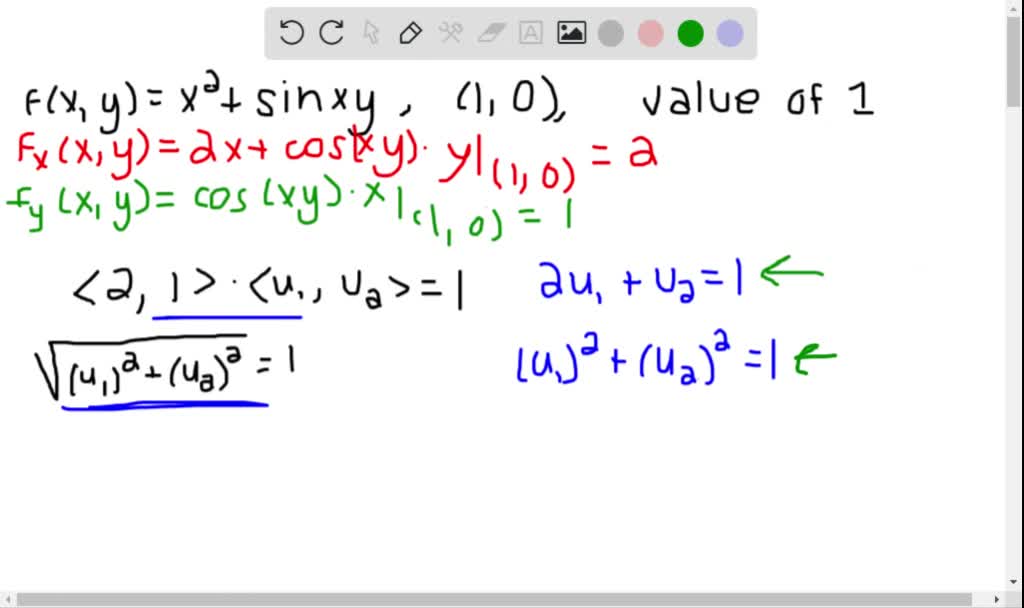 SOLVED 10 Points Find The Unit Directions U In Which The Directional Derivative Dif z y F z 