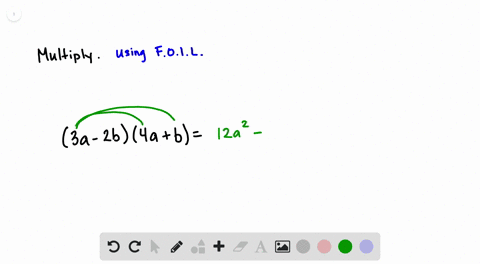 ⏩SOLVED:Multiply. See Examples 4 and 5. (3 a-2 b)(4 a+b) | Numerade