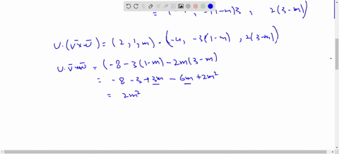 ⏩SOLVED:Consider the following vectors: 𝐮=2 𝐢+𝐣+m 𝐤, 𝐯=3 𝐢+2 𝐣+3 𝐤 ...