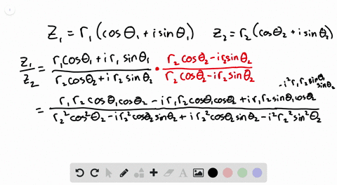 ⏩SOLVED:PROOF: Division in Polar Form If the two complex numbers z1 ...