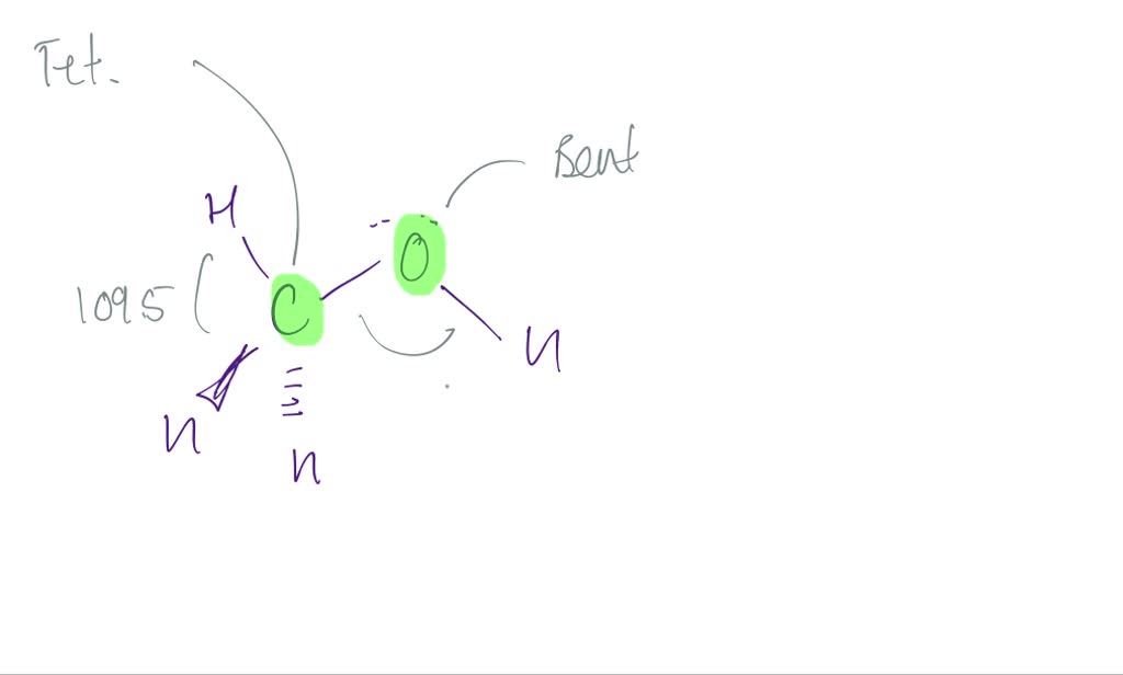 SOLVED:Draw the three-dimensional shape of methanol, CH3 OH. Indicate ...