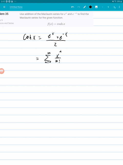 SOLVED:Use the Maclaurin series for sinhx and coshx to obtain the first ...