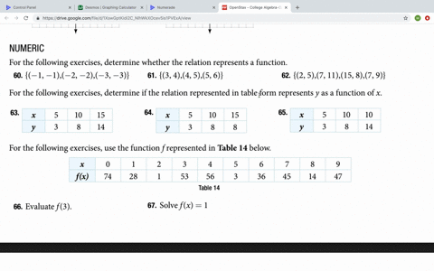 SOLVED:For the following exercises, determine if the relation represented in table form ...