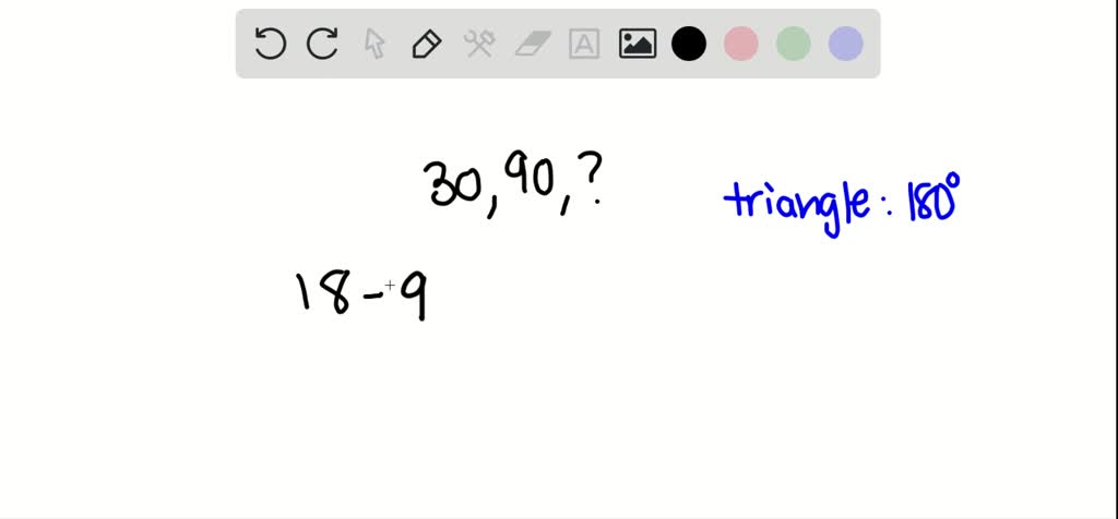 SOLVED:Find the missing angle and classify each triangle as acute ...