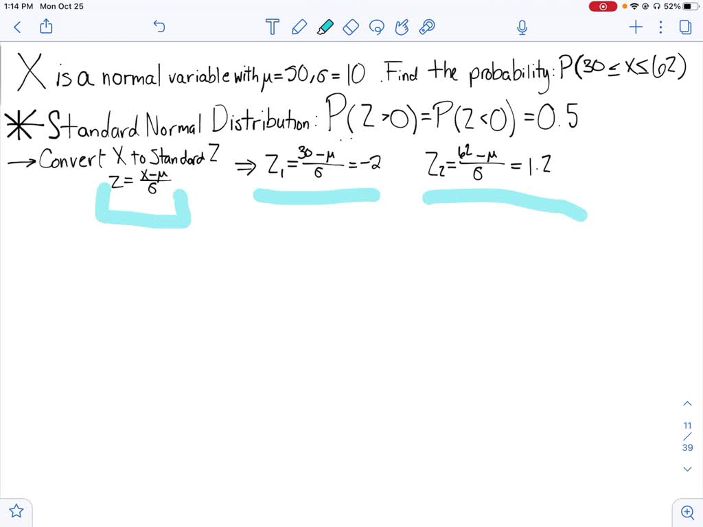 SOLVED:In Exercises 9-14, X has a normal distribution with the given mean and standard deviation ...