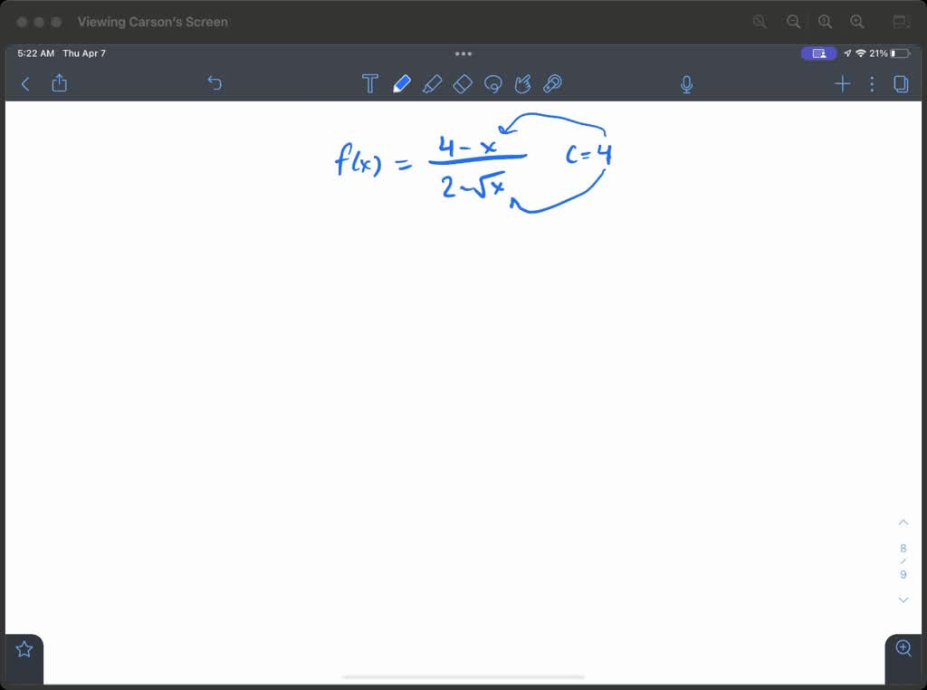 SOLVED:Determine the largest interval over which the given function is continuous. f(x)=(4-x)/(2 ...