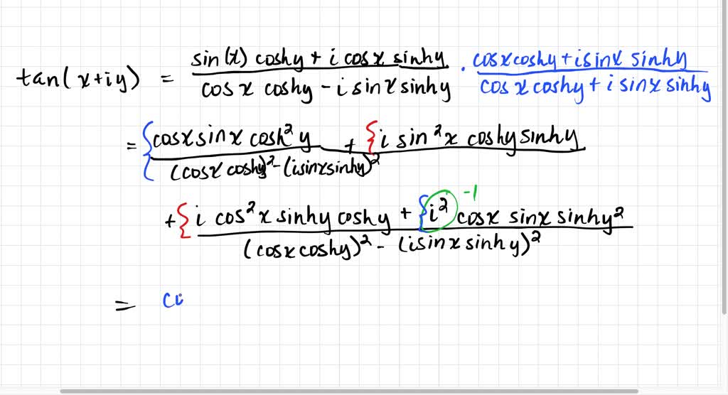 ⏩SOLVED:Establish the identities cosz=cosx coshy-i sinx sinhy… | Numerade