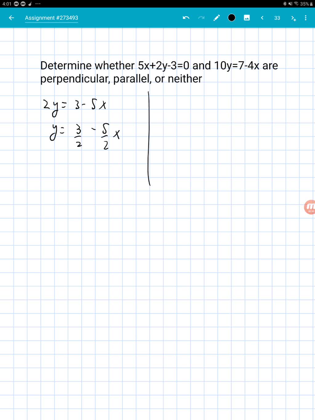 SOLVED Determine Whether The Given Lines Are Parallel Perpendicular