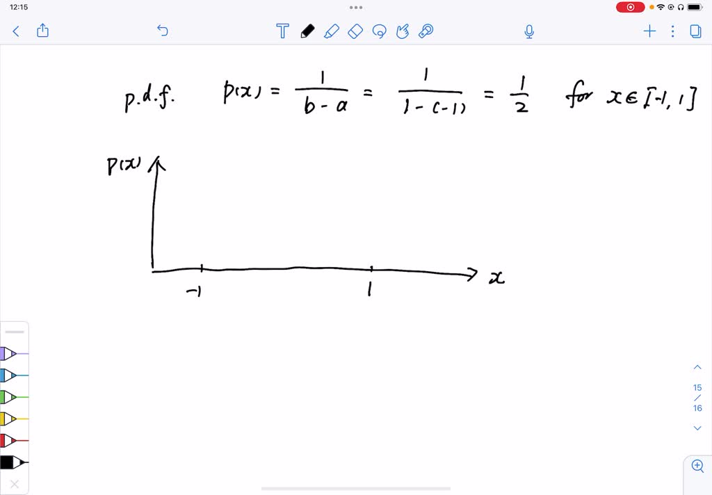 SOLVED:Suppose x has a uniform distribution on the interval from -1 to 1 . Find the ...