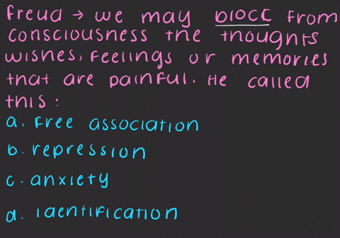SOLVED:According to Sigmund Freud, what is the purpose of repression? a ...