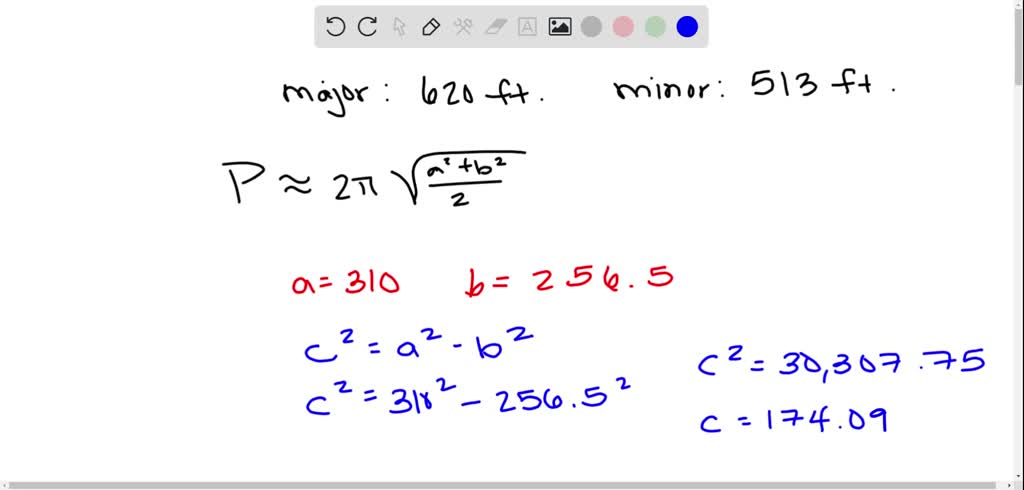 SOLVED:(a) The Roman Colosseum is an ellipse with major axis 620 ft and ...