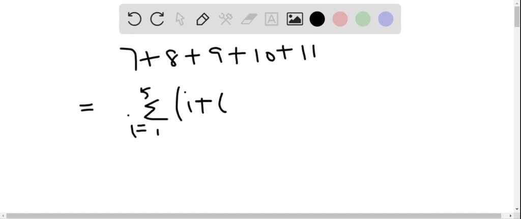 SOLVED:Write each series using sigma notation. 5+8+11+14+⋯+95 SOLVED:Write each series using sigma notation. 5+8+11+14+⋯+95