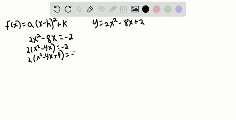 SOLVED:Rewrite function in the form f(x)=a(x-h)^2+k by completing the square. Then, graph the ...