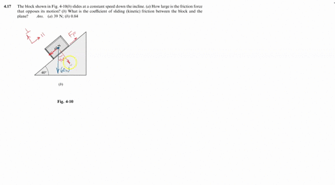 ⏩SOLVED:The block shown in Fig. 4-10(b) slides at a constant speed ...