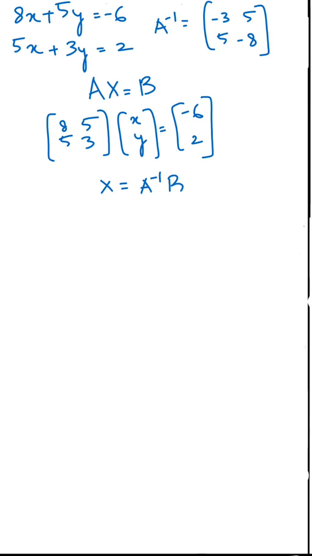 SOLVED:A system of equations is given, together with the inverse of the coefficient matrix. Use ...
