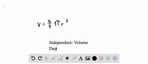 SOLVED:Writing The rule V=(4)/(3) πr^3 gives the volume V of a sphere ...