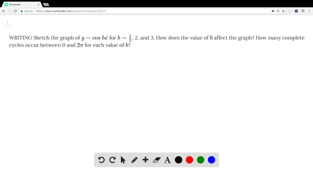 ⏩SOLVED:WRITING Sketch the graph of y = cos bx for b = (1)/(2), 2,… | Numerade