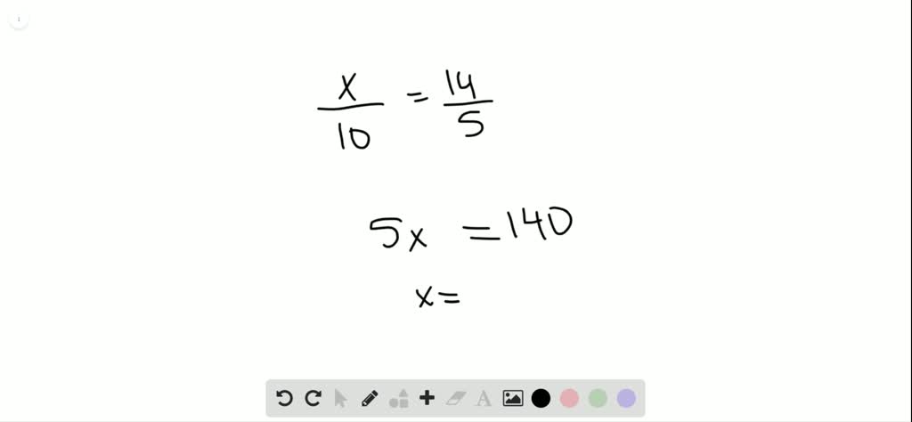 Solve the equation by cross multiplying. \frac{x}…