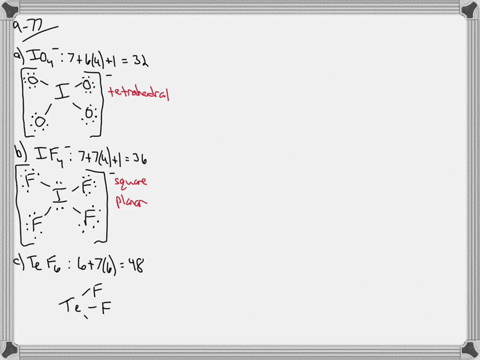 SOLVED:Predict the shapes of (a) IO4^-,(𝐛) IF4^-,(𝐜) TeF6,(𝐝) SiO4 and ...