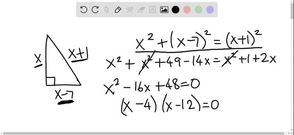 SOLVED:Write an equation and solve. The hypotenuse of a right triangle ...