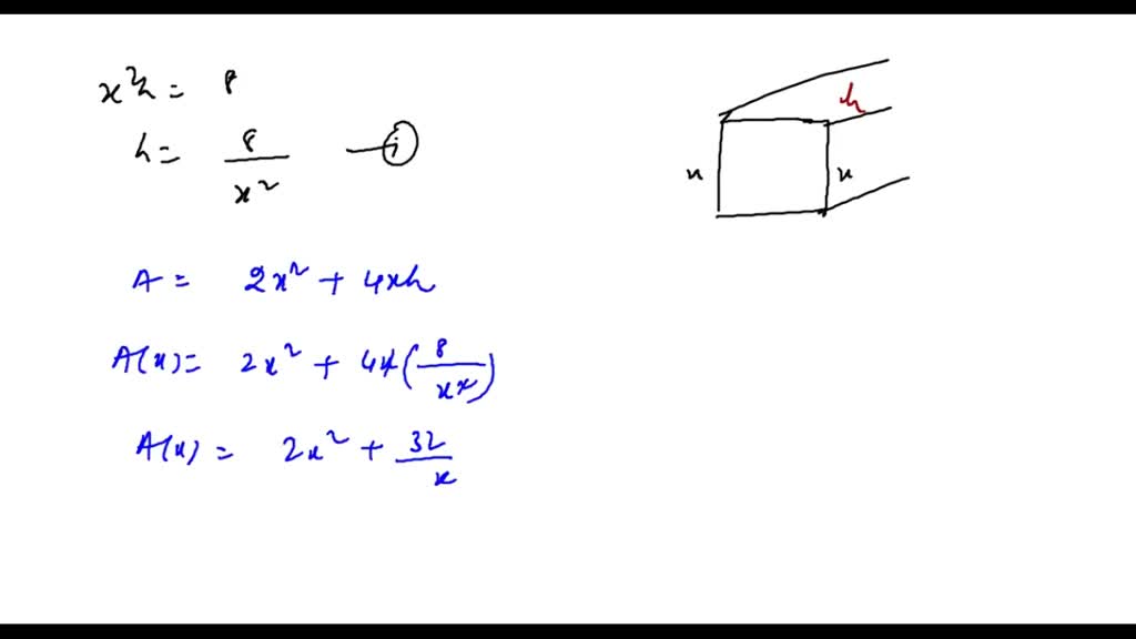 ⏩SOLVED:Find the dimensions giving the minimum surface area, given… | Numerade