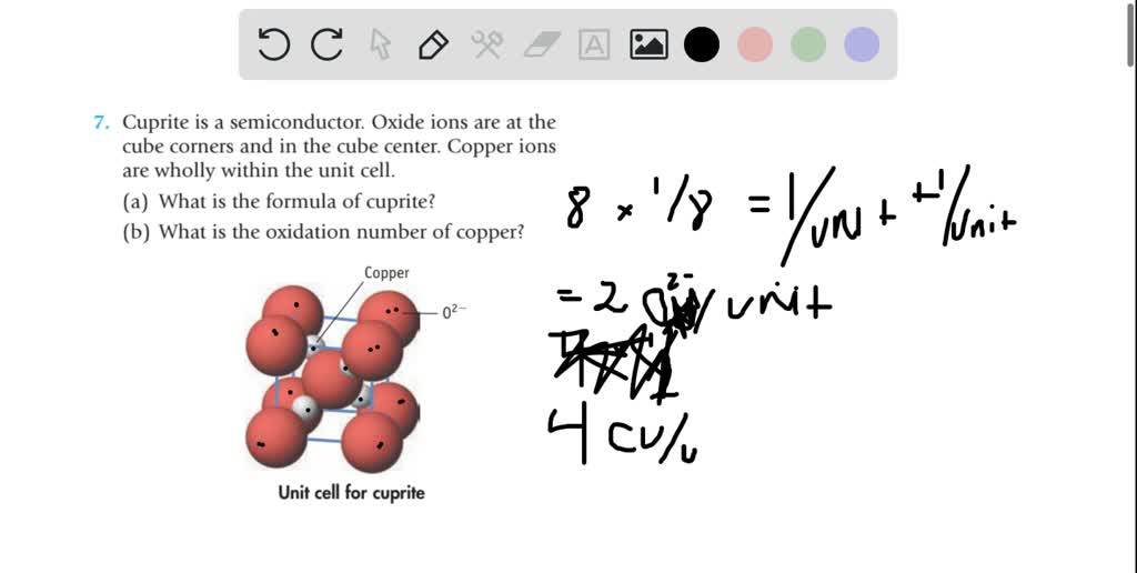 SOLVED:Cuprite is a semiconductor. Oxide ions are at the cube corners ...