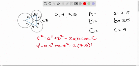 SOLVED: The three circles are arranged so that they touch each other ...