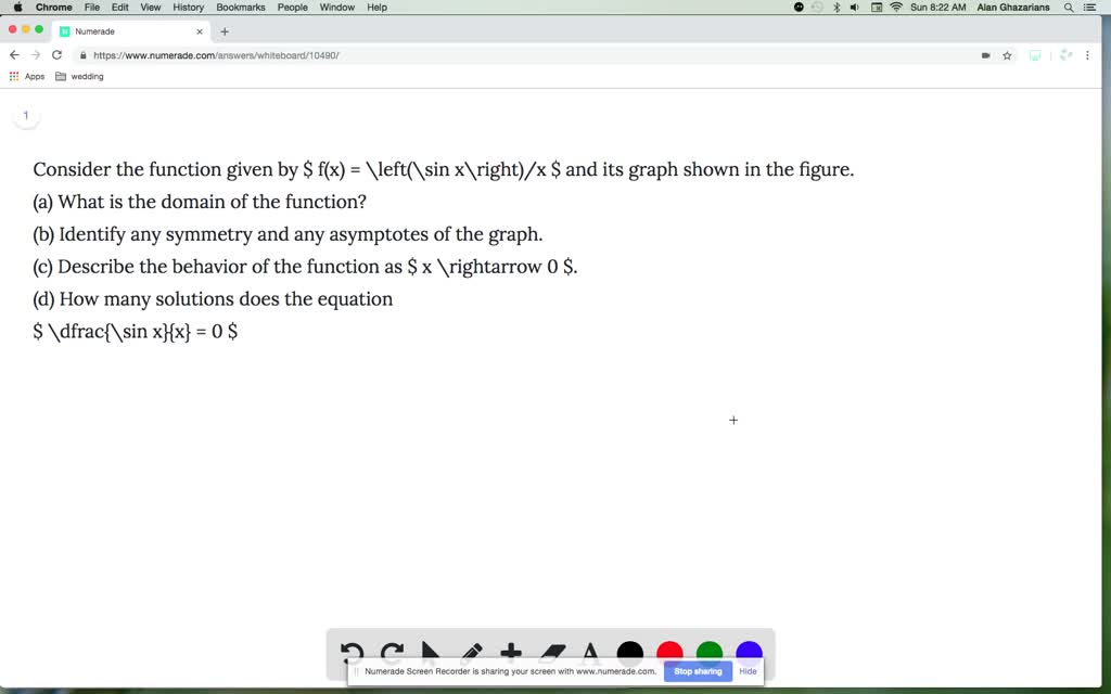 ⏩SOLVED:Consider the function given by f(x)=(sinx) / x and its graph… | Numerade