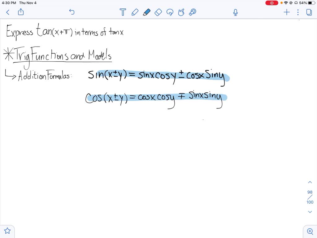 SOLVED:Based on the addition formulas: sin(x+y)=sinx cosy+cosx siny sin ...