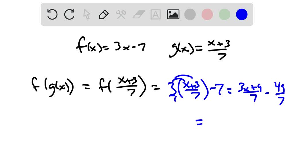 SOLVED:Find f(g(x)) and g(f(x)) and determine whether each pair of ...