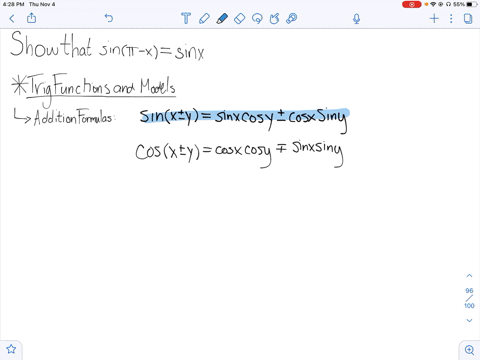 SOLVED: Based on the addition formulas: sin(x+y)=sinx cosy+cosx siny ...