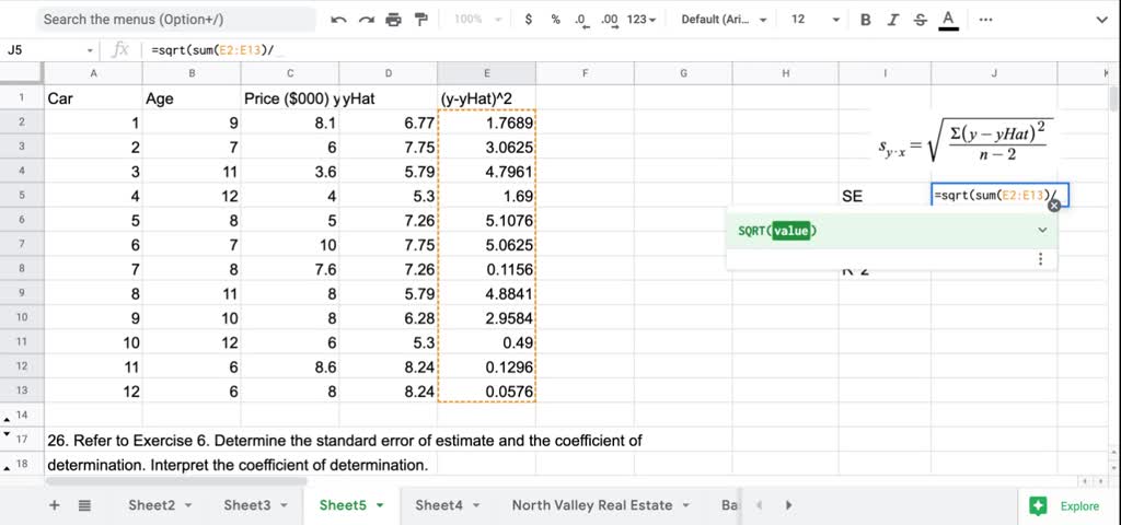 SOLVED:Refer to Exercise 6 . Determine the standard error of estimate ...