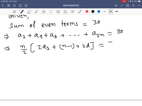 SOLVED:The number of terms of an A.P. is even; the sum of the odd terms is 24 , of the even ...