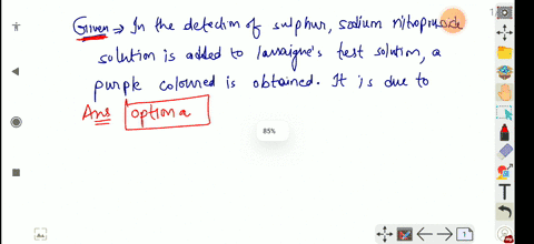 SOLVED:In the detection of sulphur, sodium nitroprusside solution is ...