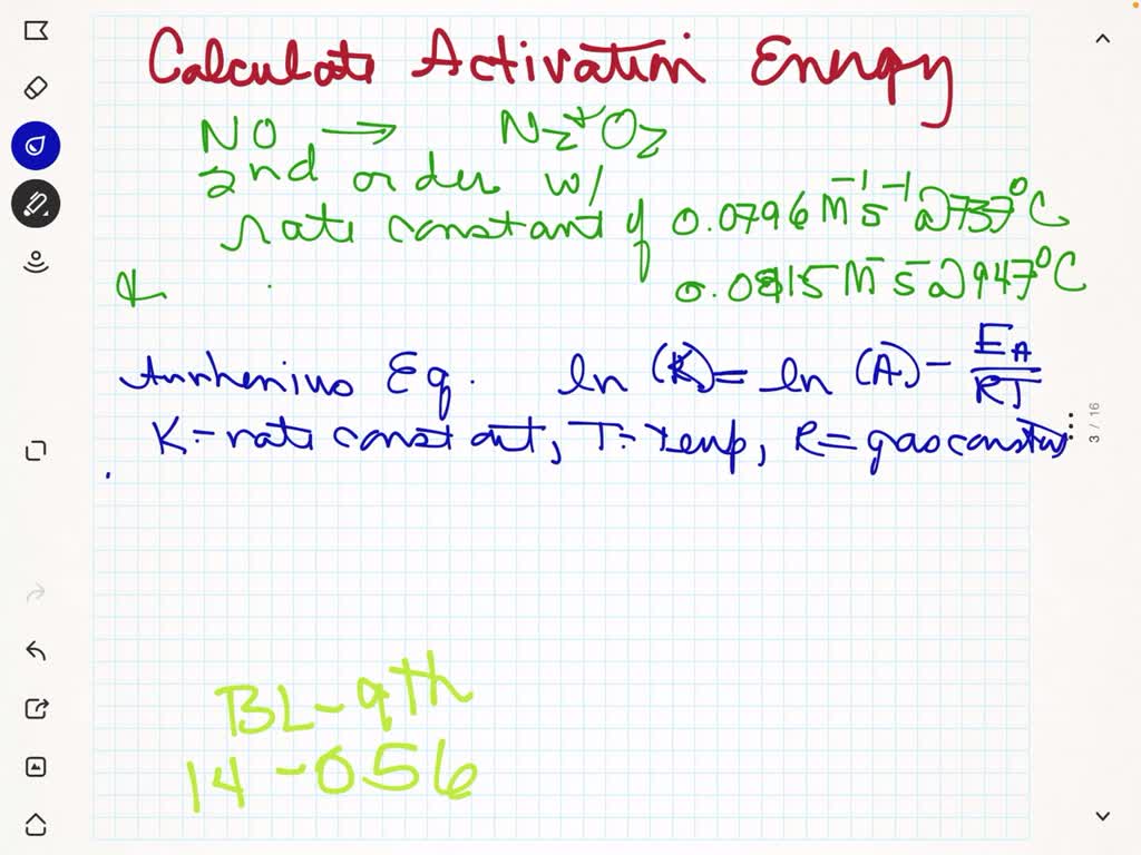 The table below presents rate constants measured at three temperatures ...