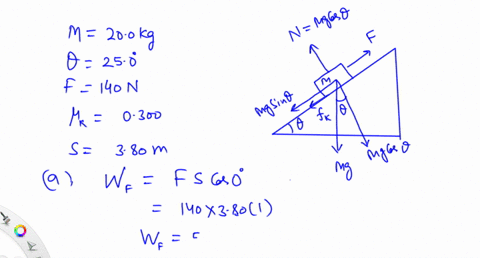 SOLVED: A luggage handler pulls a 20.0 -kg suitcase up a ramp inclined ...