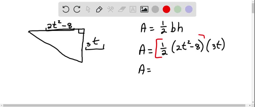 SOLVED:Find a polynomial that represents the area of the triangle shown ...