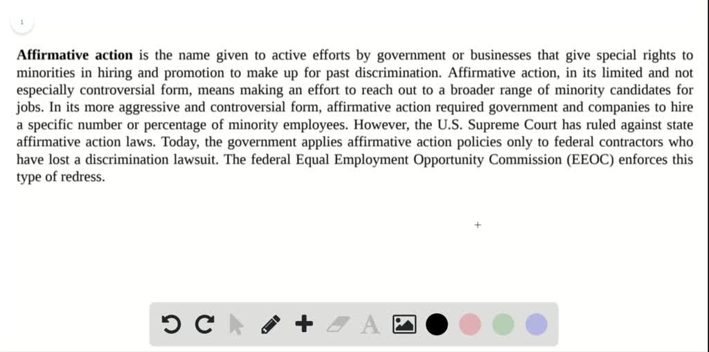 SOLVED:Explain the difference between affirmative action and equal employment opportunity.