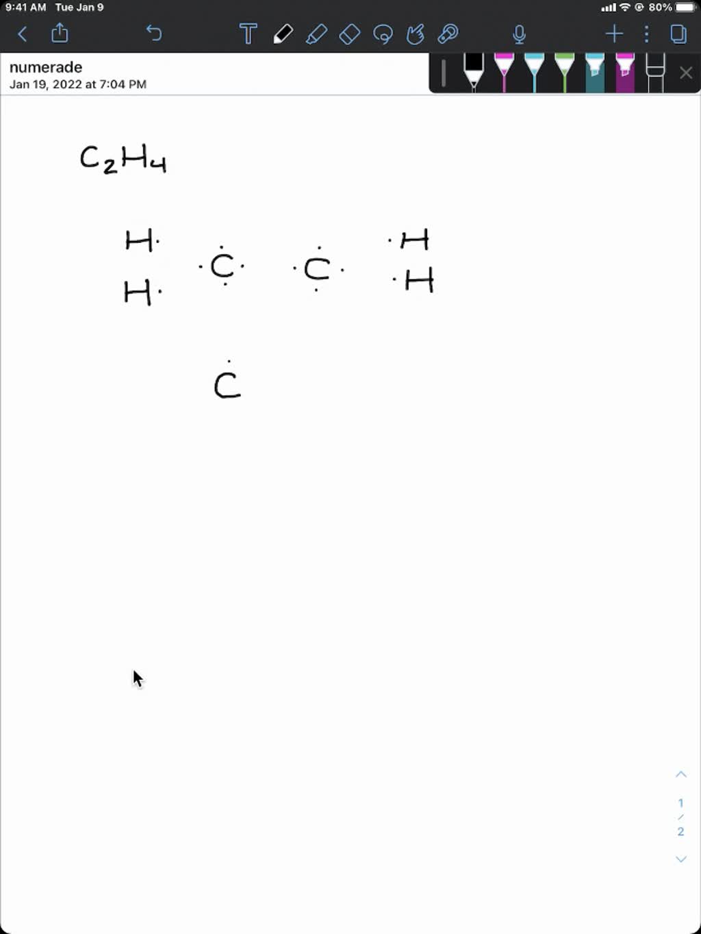 SOLVED:Draw a dot diagram for ethylene, C2 H4.