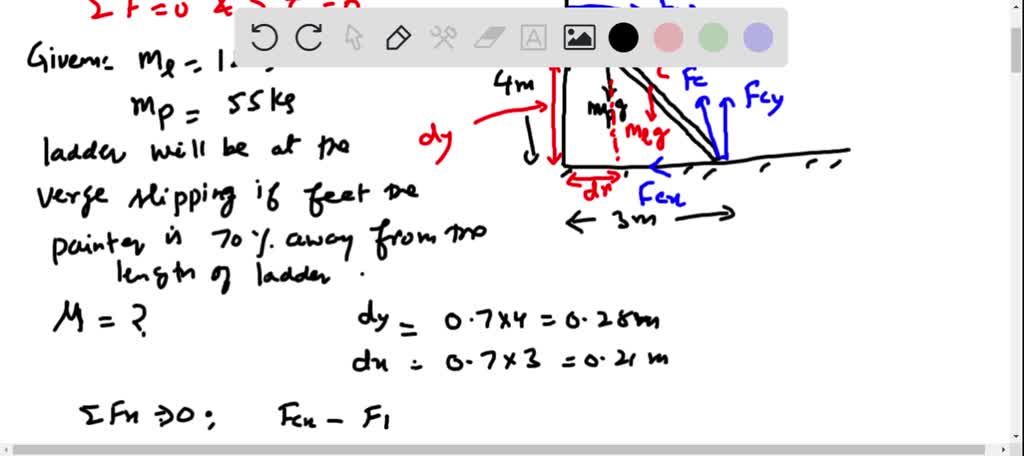 (III) Consider a ladder with a painter climbing up it (Fig. 9-61 ) . If ...