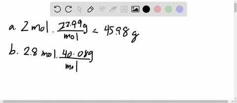 SOLVED:Calculate the mass, in grams, for each of the following: a. 2.00 ...